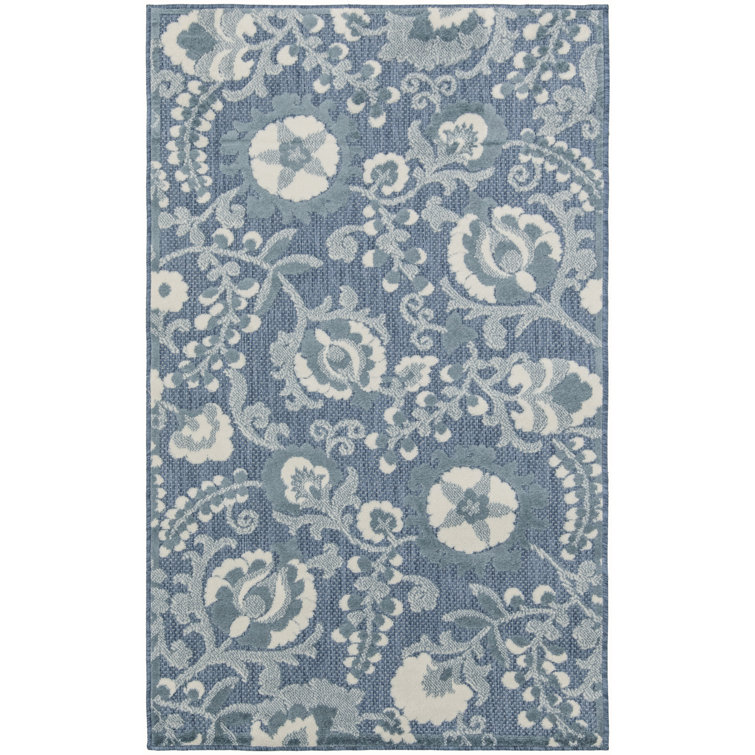 Charlton Home® Gregori Blue Farmhouse Rug & Reviews | Wayfair
