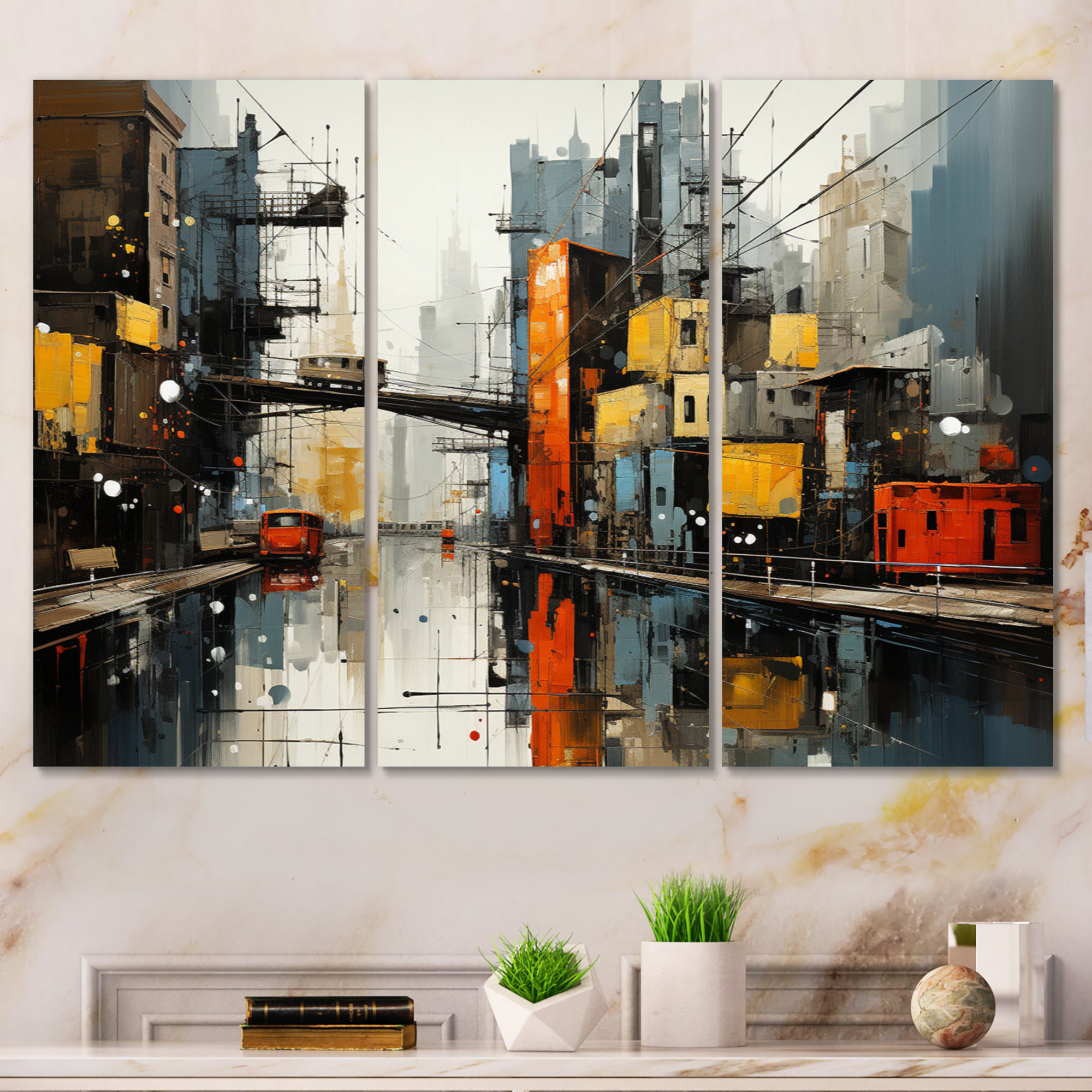 Ebern Designs Cityscape Collage III - Abstract Collages Canvas Wall Art ...