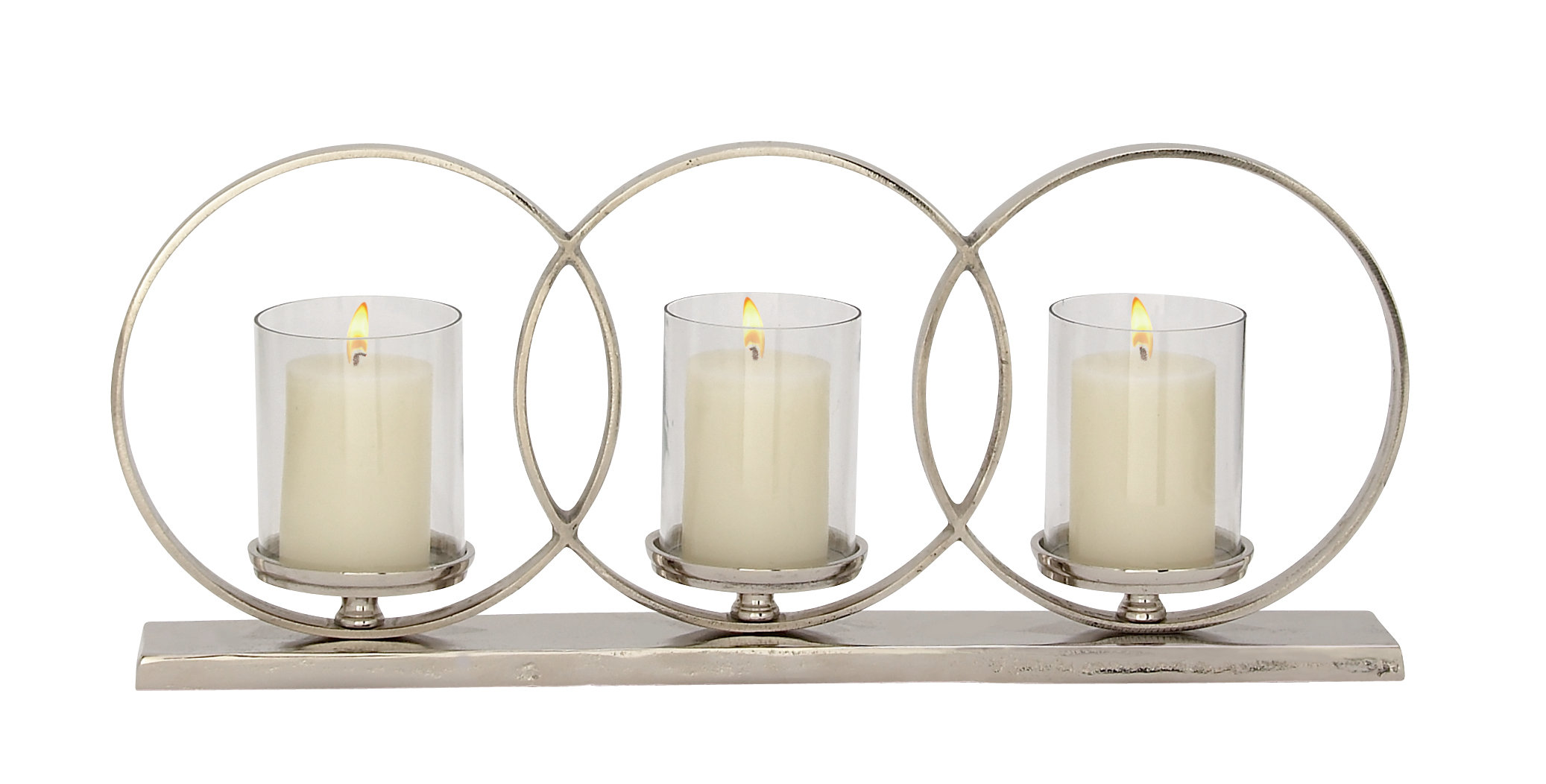 Mercer41 Aluminum Metal Overlapping Rings Pillar 3 Plate Geometric ...