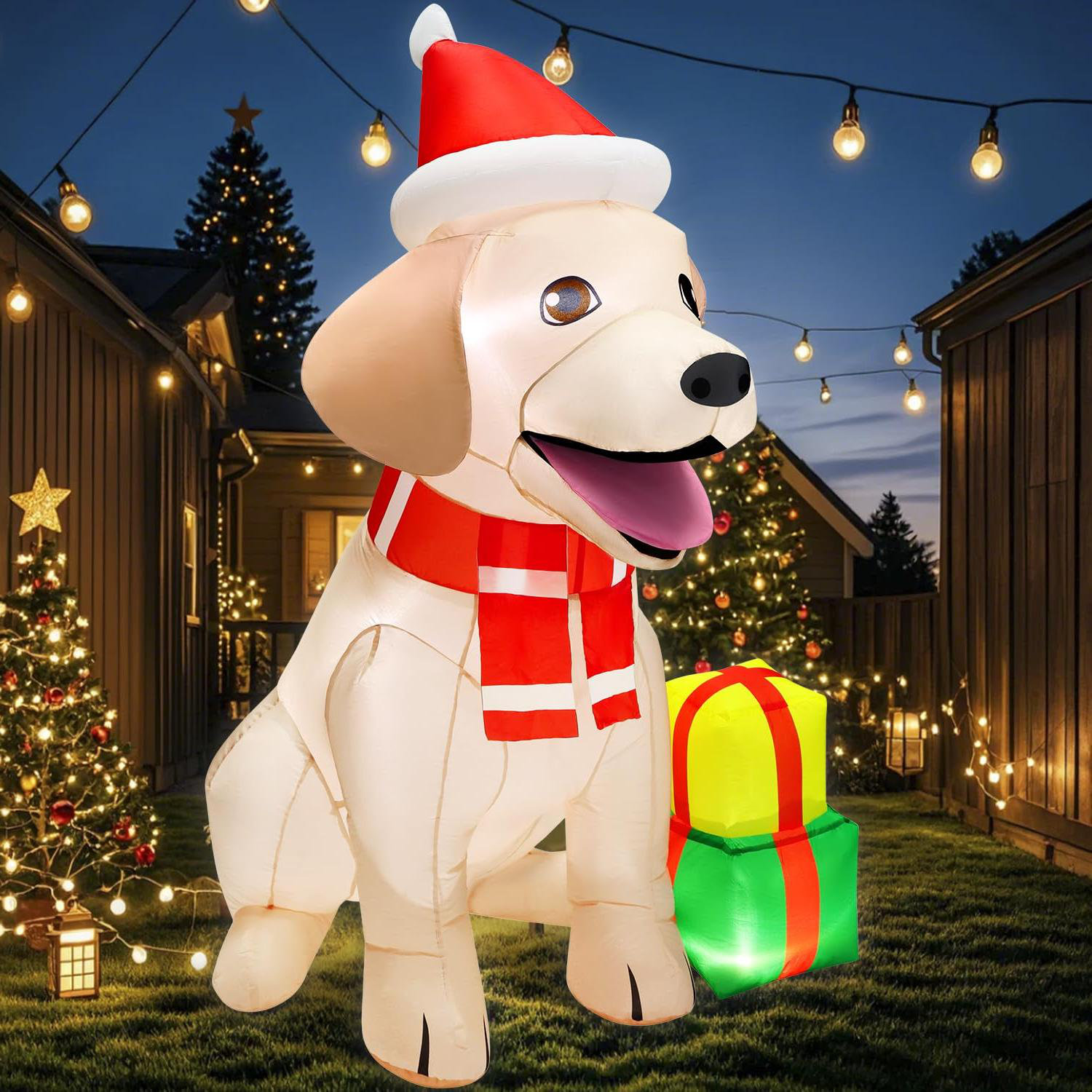 The Holiday Aisle® 5FT Christmas Inflatable Lab Dog with LED Lights for ...