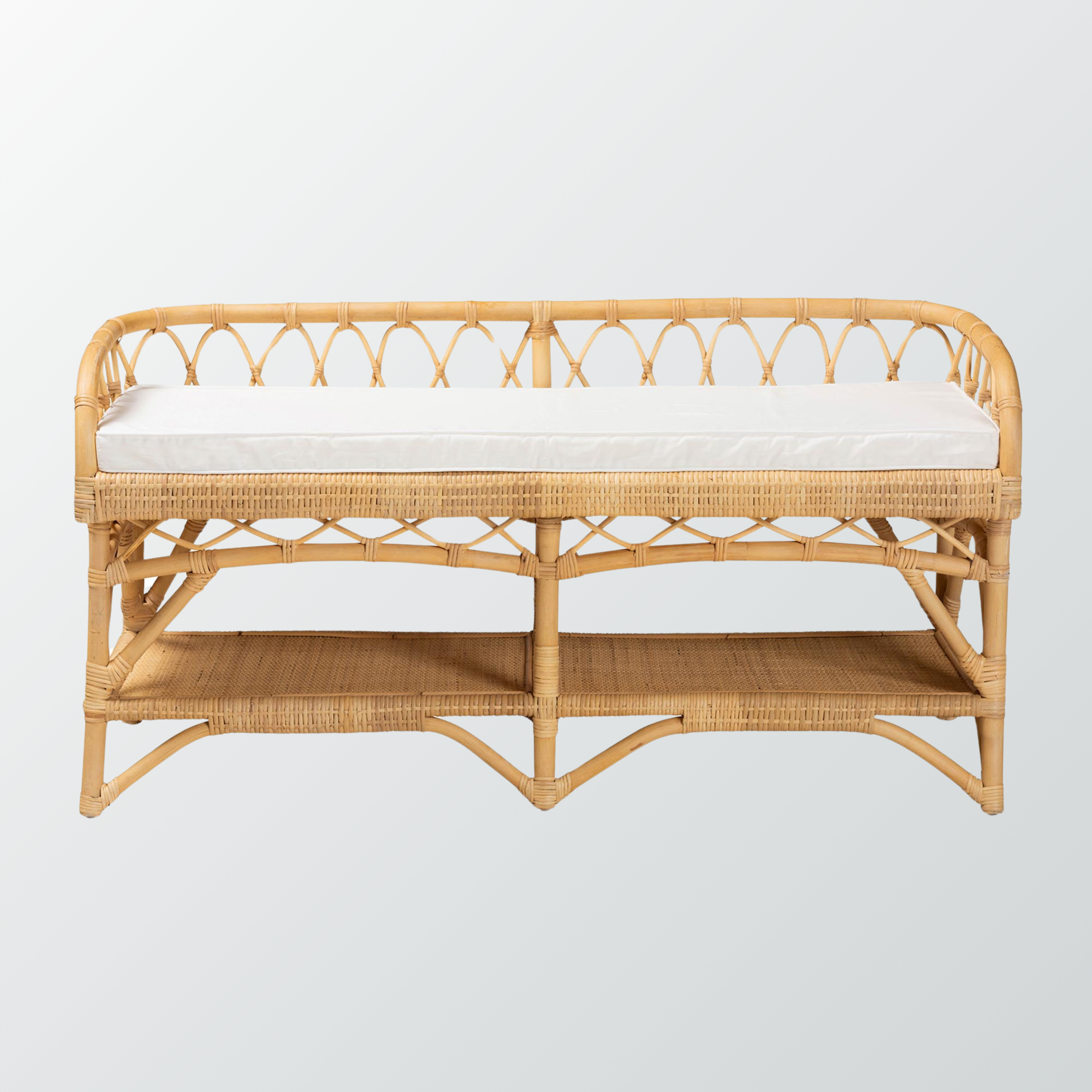 Bay Isle Home™ Alden Rattan Bench in Natural Brown Bohemian Style | Wayfair