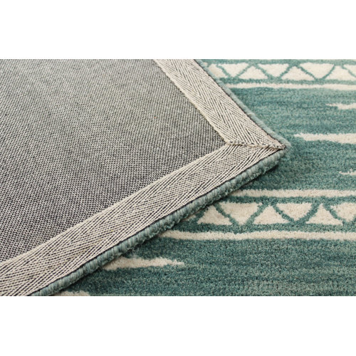 Birch Lane™ Pleasantville Handmade Hand Tufted Wool Teal/Beige Rug ...