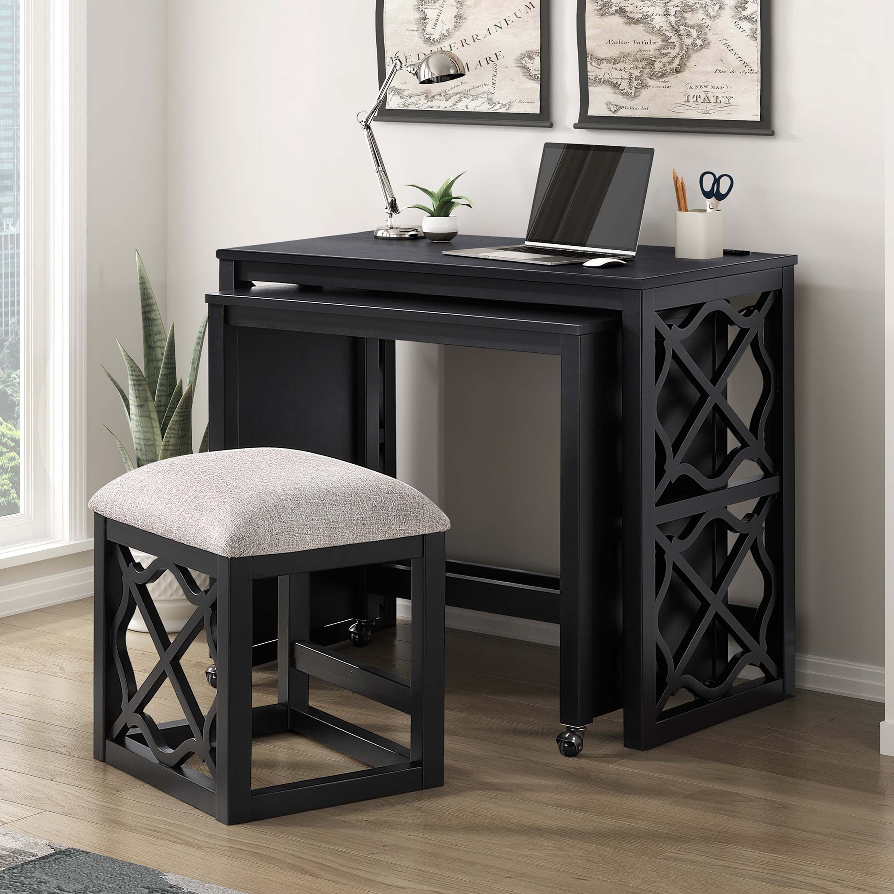 Latitude Run® Desks and Stool Set 3pc Rolling Desk with Casters, 2 ...