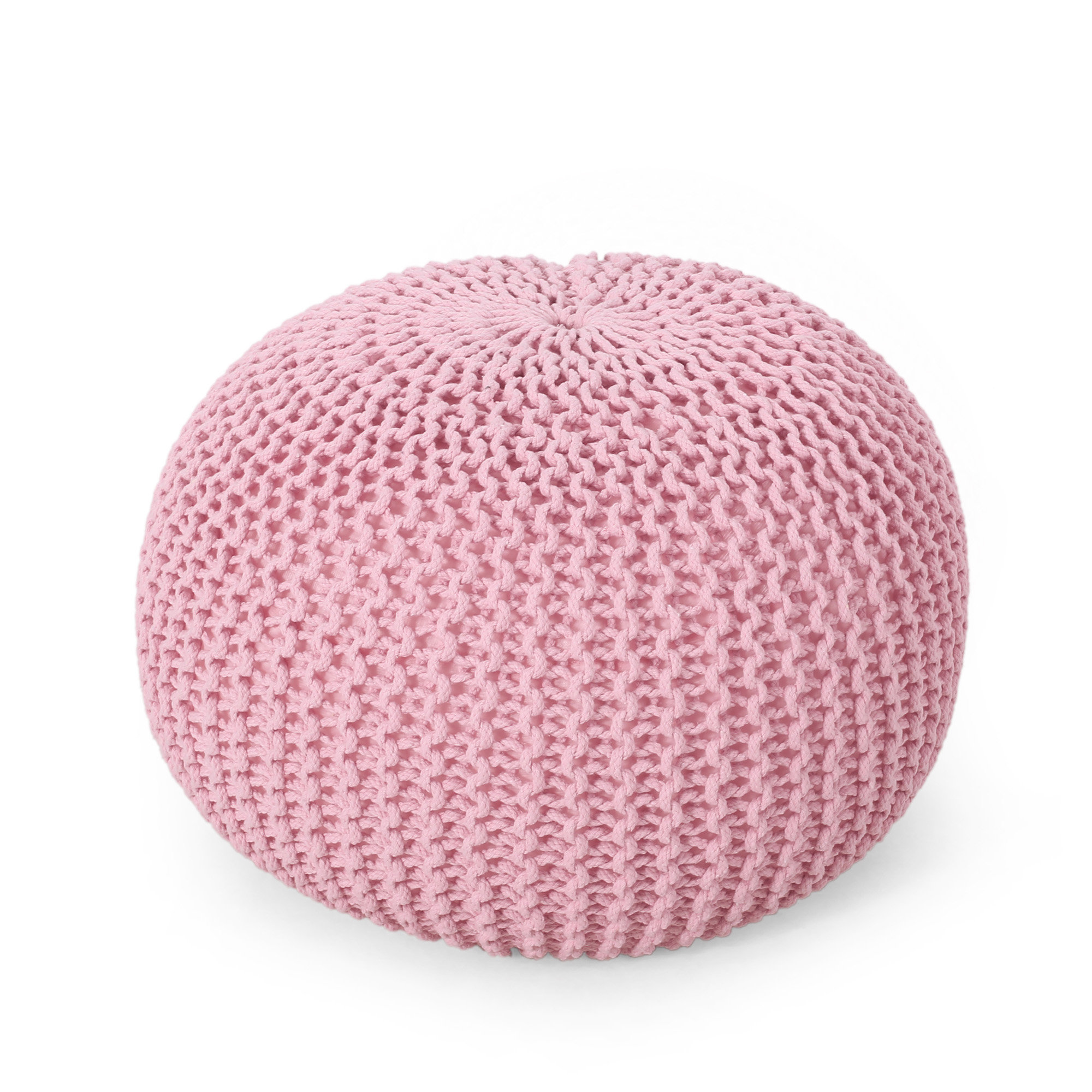 Ebern Designs Versatile Cotton Knitted Pouf For Home Decoration And ...