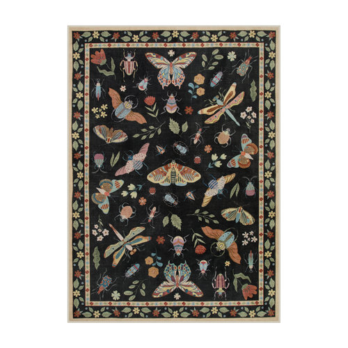 Dakota Fields Insect Print Washable Rugs for Living Room Ultra-Thin Non ...