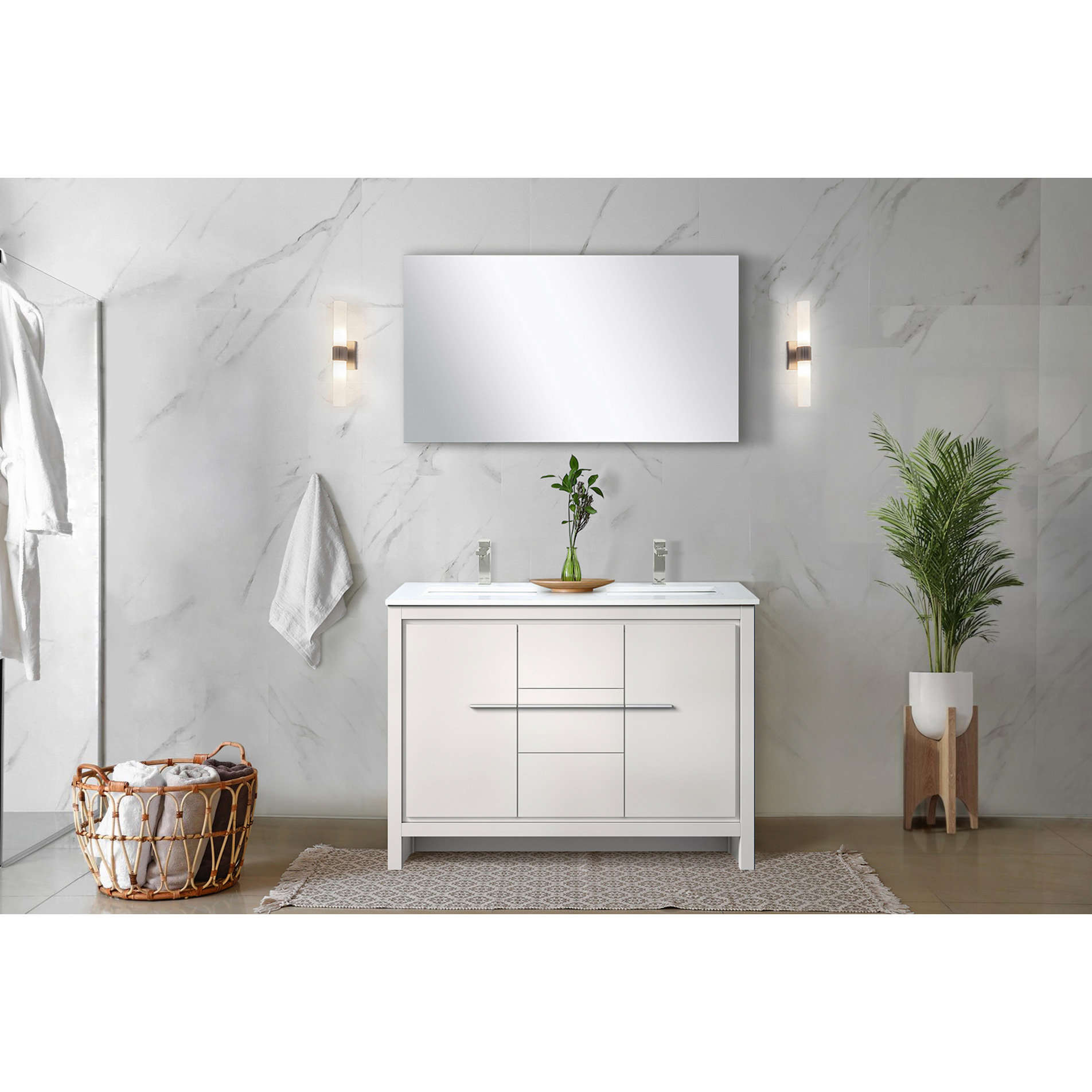 Hokku Designs 48 In. W X 20 D Bath Vanity With Quartz Countertop And ...