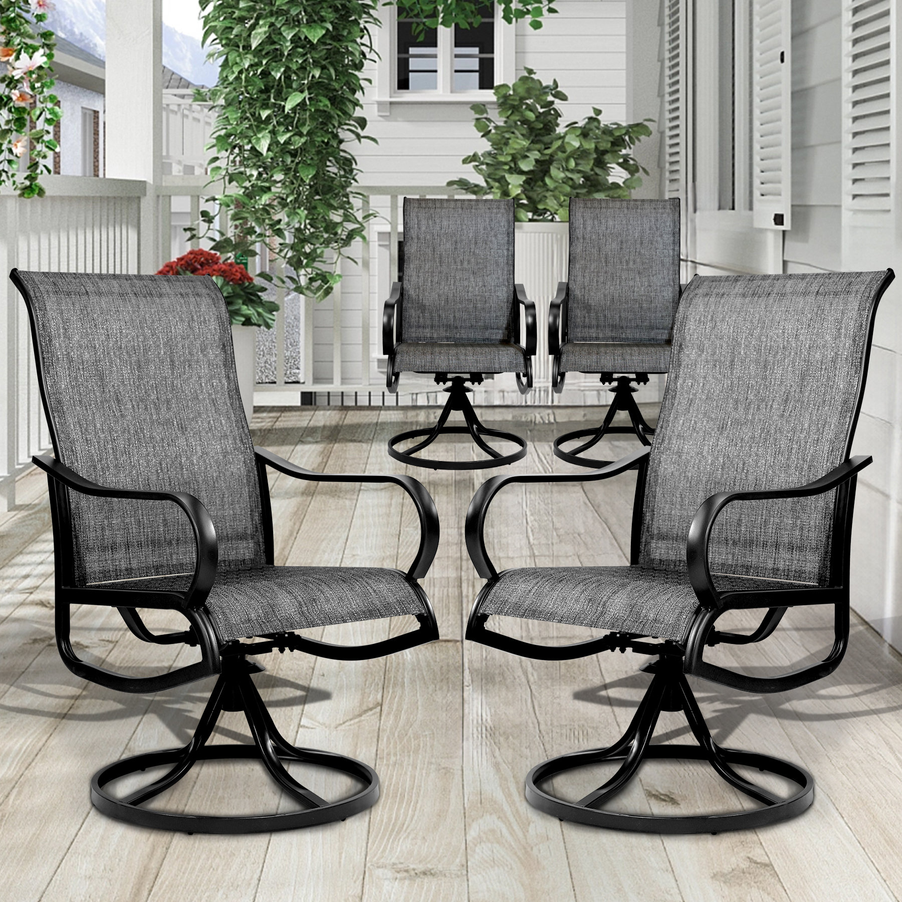 Lark Manor™ Patio Swivel Dining Chairs Set of 4,Outdoor Swivel Rocker ...