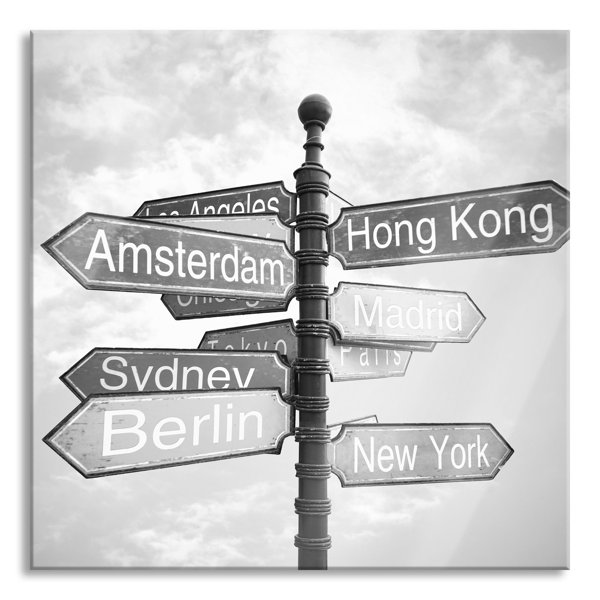 Brayden Studio Cities Signpost - No Frame Print on Glass | Wayfair.co.uk