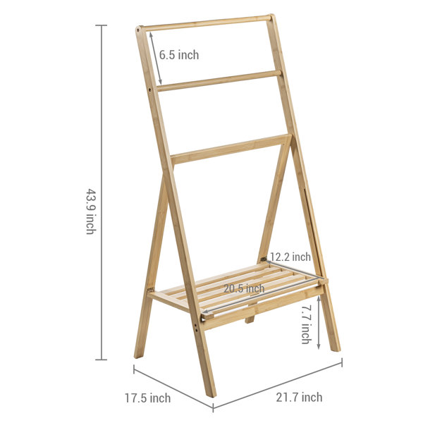 Millwood Pines Foldable Beige Freestanding Bamboo Blanket Rack ...
