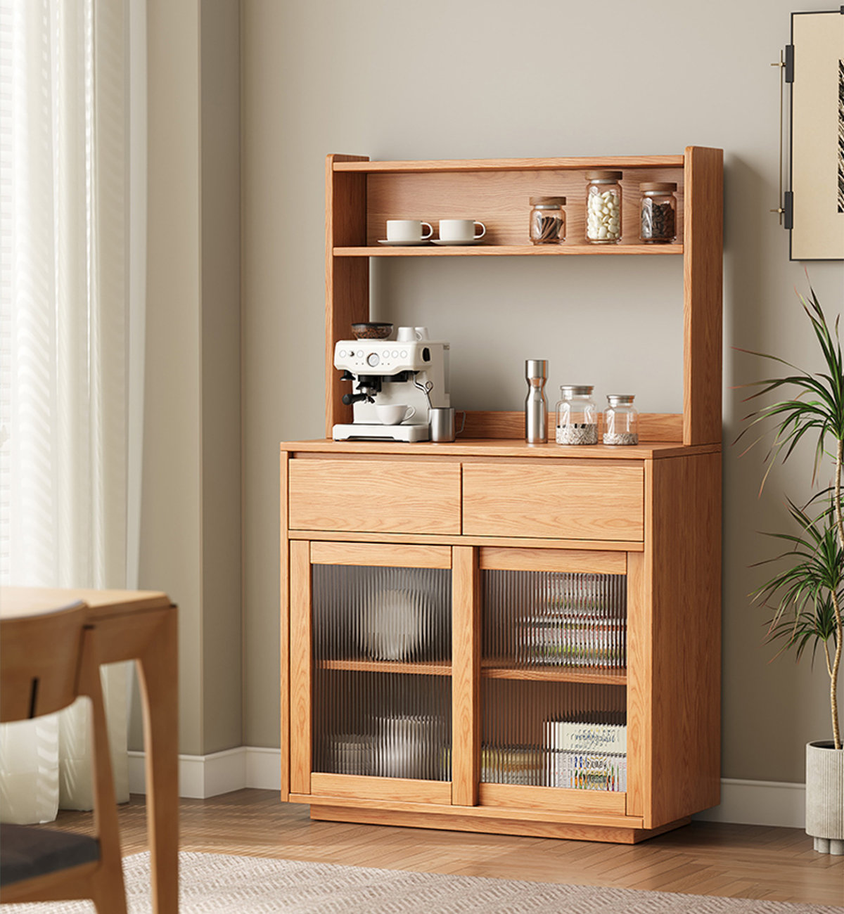 HOBULT Modern Minimalist All-Solid Wood Wall-Mounted Integrated Pantry ...