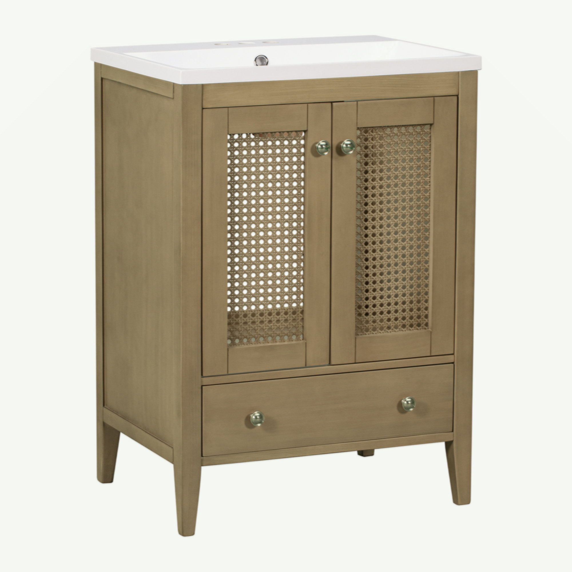 Bay Isle Home™ 24" Bathroom Vanity With Ceramic Basin, Rattan Bathroom ...