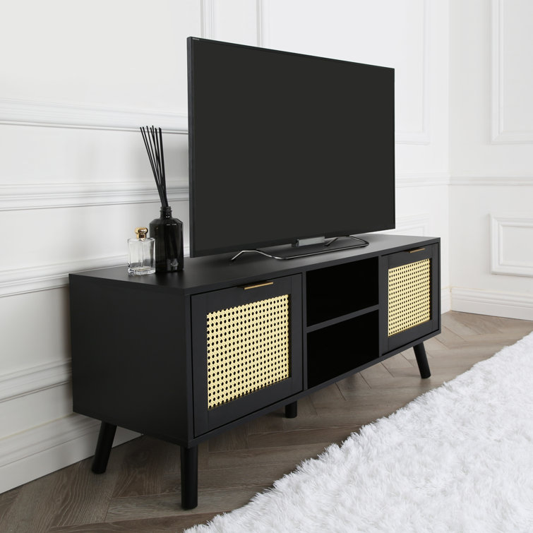 Bay Isle Home Craven Cane TV Unit in Black | Wayfair.co.uk