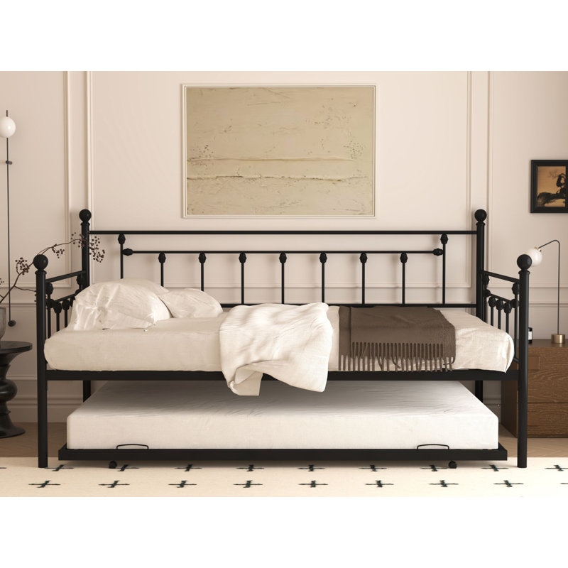 August Grove® Modern Design Metal Daybed Frame With Twin Size Trundle ...