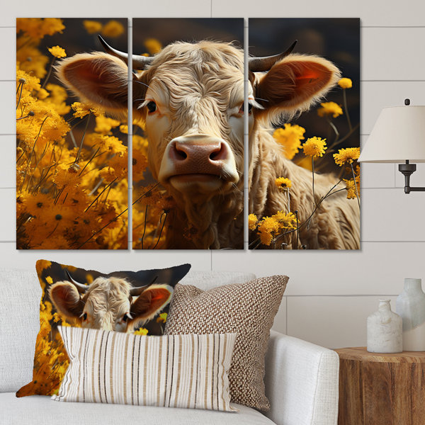 DesignArt " Cow Fields Of Gold " 3 - Pieces - Wayfair Canada