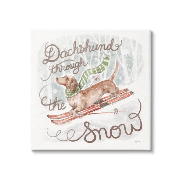 The Holiday Aisle® Dachshund Through Snow On Canvas by Mary Urban Print ...