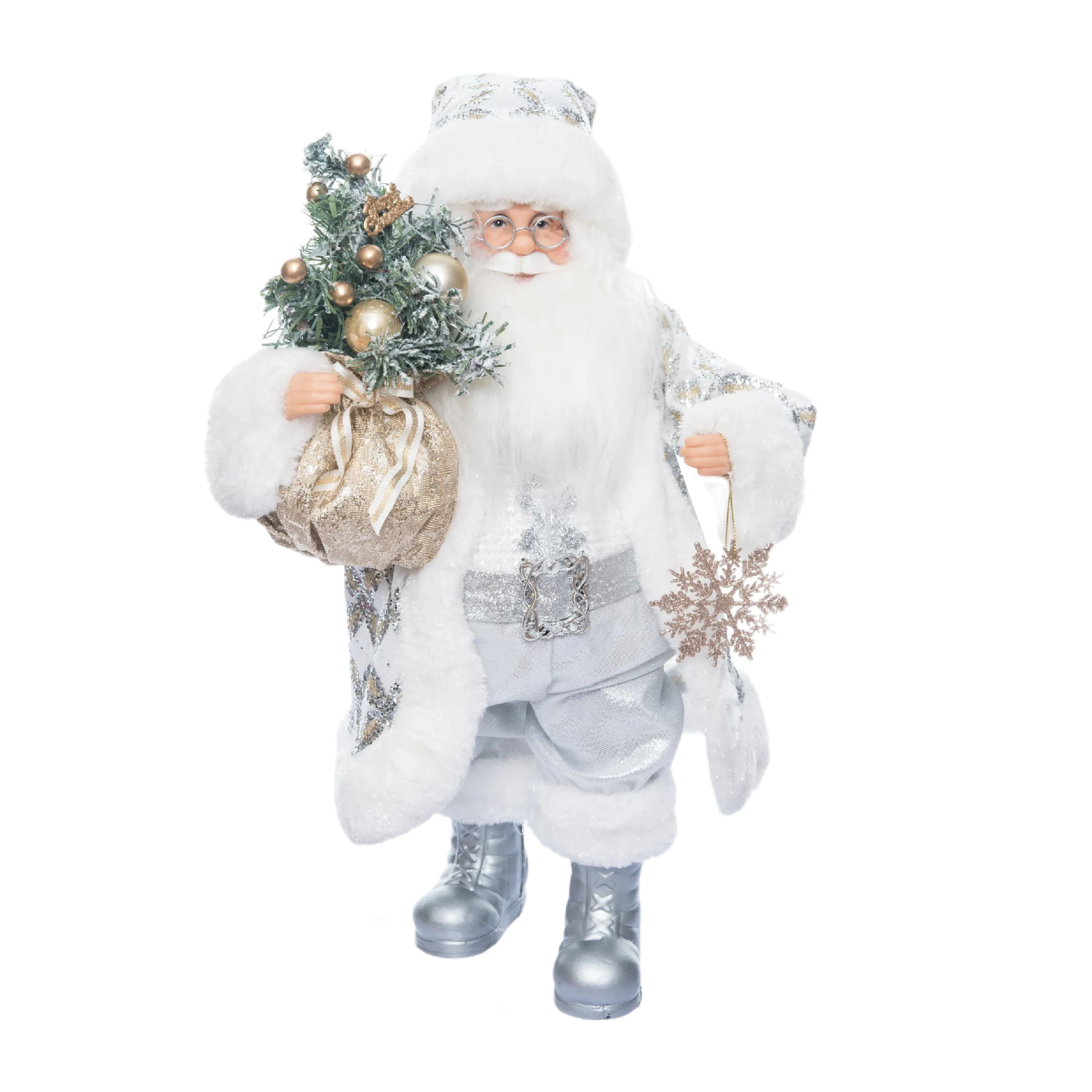 Astoria Grand Silver And White Santa With Snowflak | Wayfair