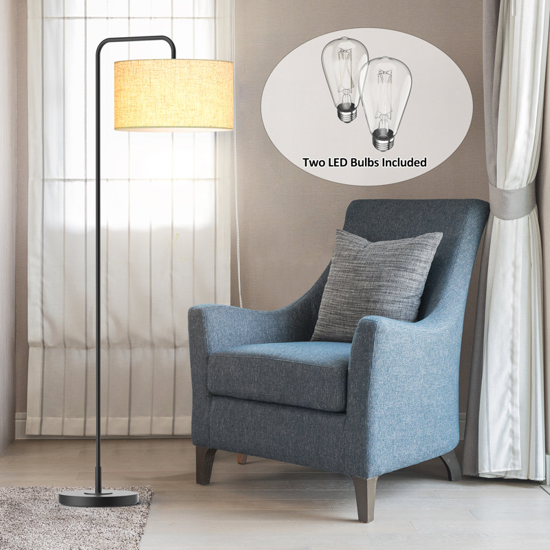 Ebern Designs Landrau 65.5" Arched Floor Lamp with 2 LED Bulbs Included ...