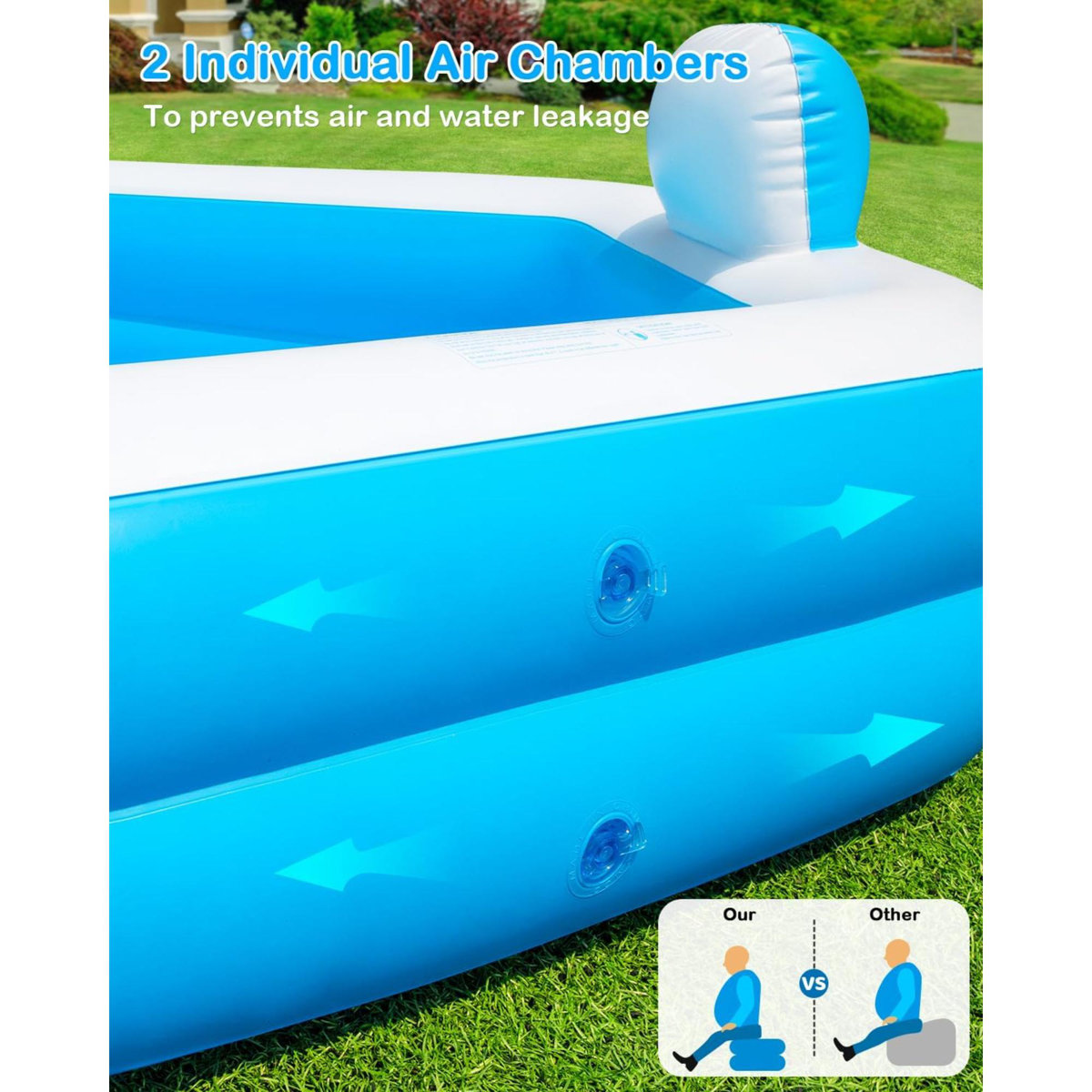 Textiles Hub Inflatable Pool For Adults Pool With Pump, Oversized ...