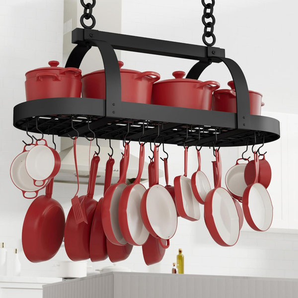 Prep & Savour 48 Inch Large Hanging Pot Rack, Heavy Duty Oval Pot and ...
