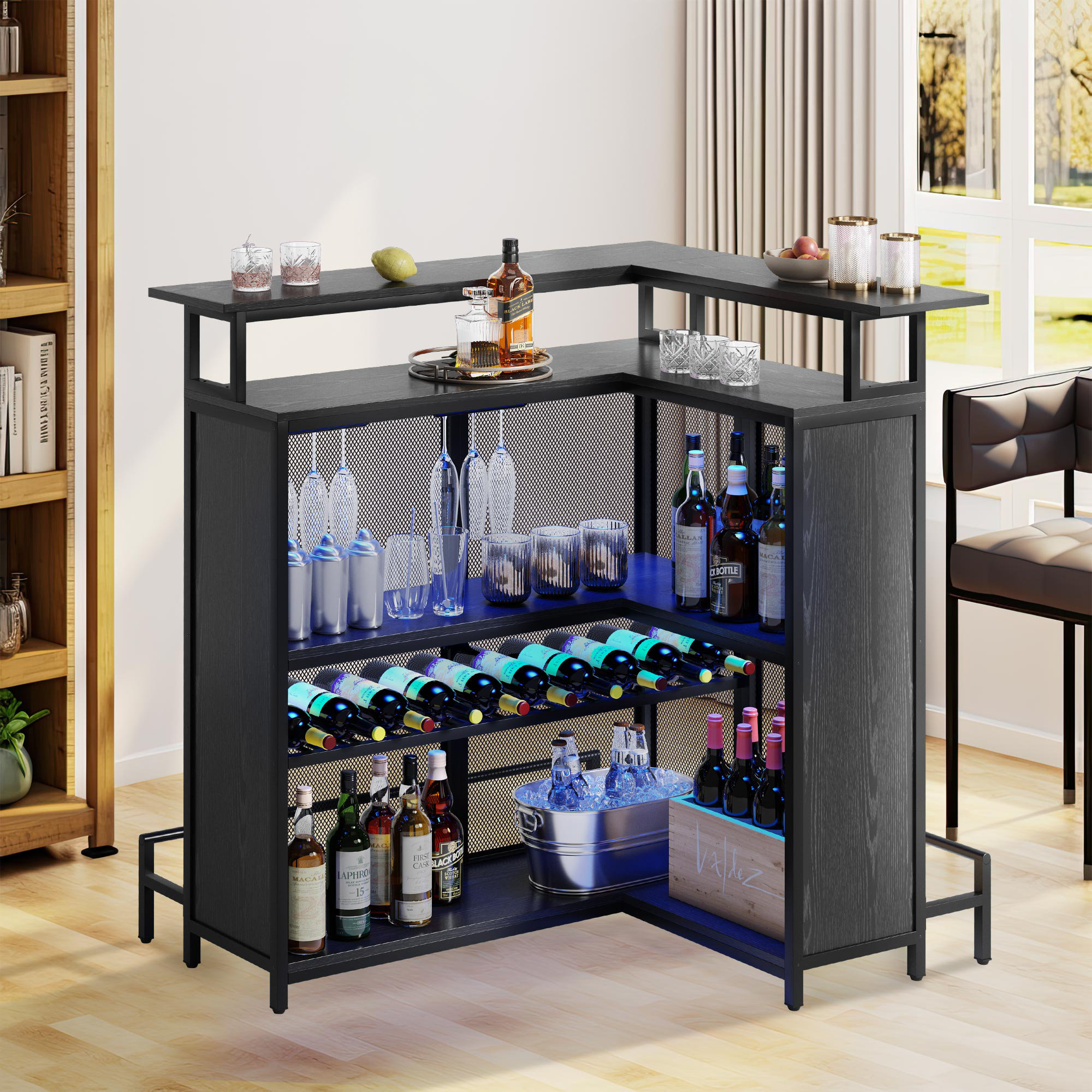 Trent Austin Design Ono Bar Unit with Storage, Bar Cabinet with Music ...