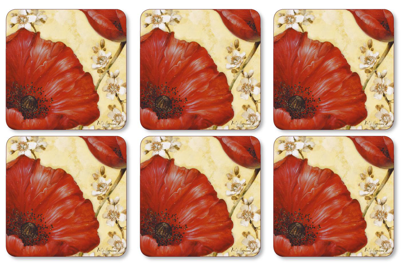 Pimpernel Red Poppy Blossom Coasters 4"X 4" & Reviews | Wayfair