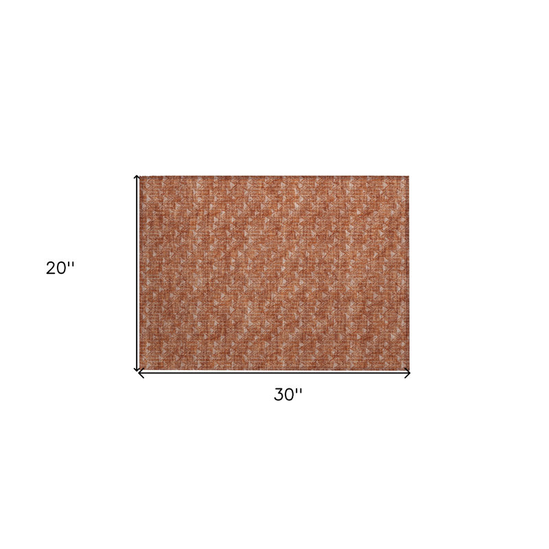 HomeRoots 2' X 3' Terra Cotta Geometric Washable Non Skid Indoor ...