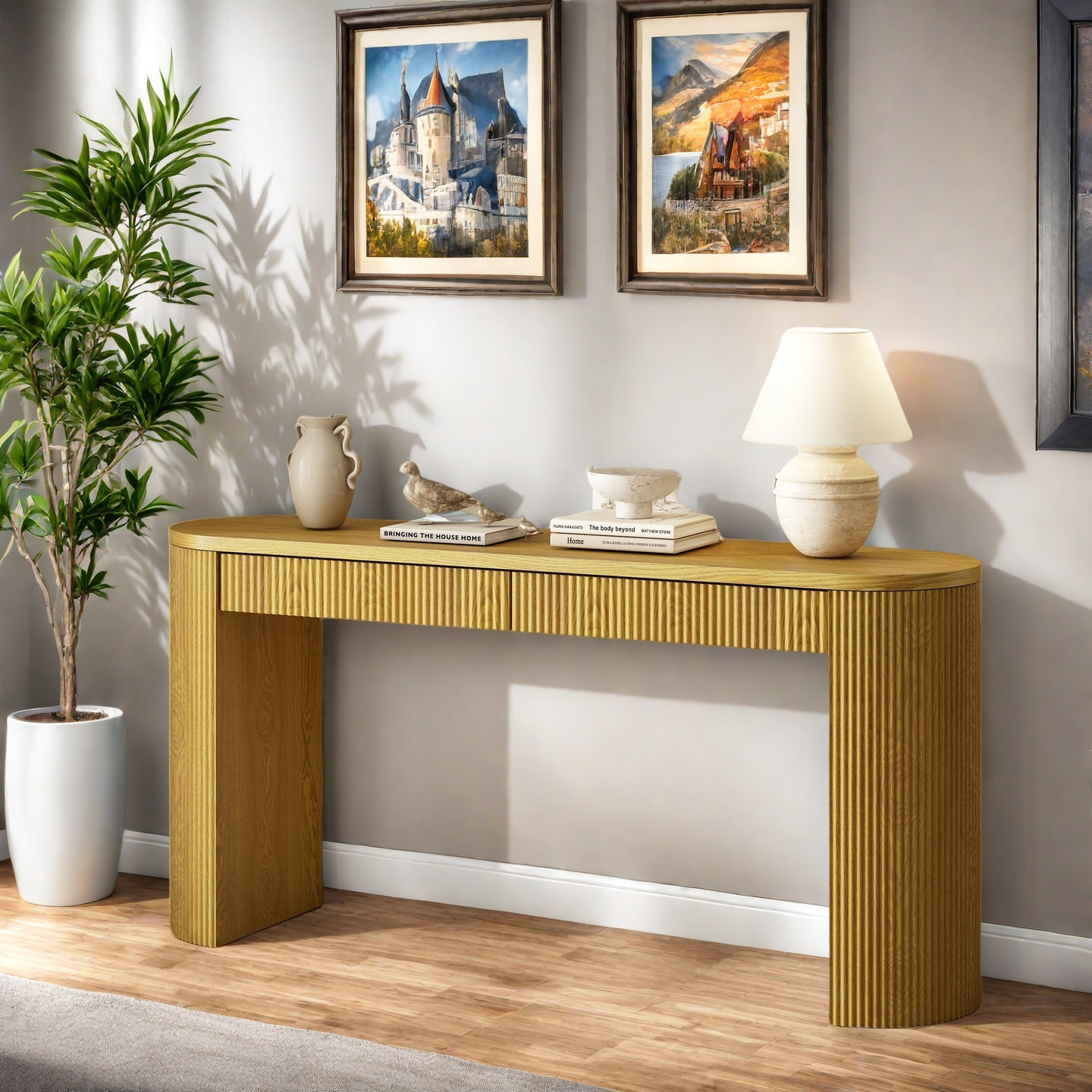Latitude Run® Sophisticated Console Table With Vertical Striped Design ...