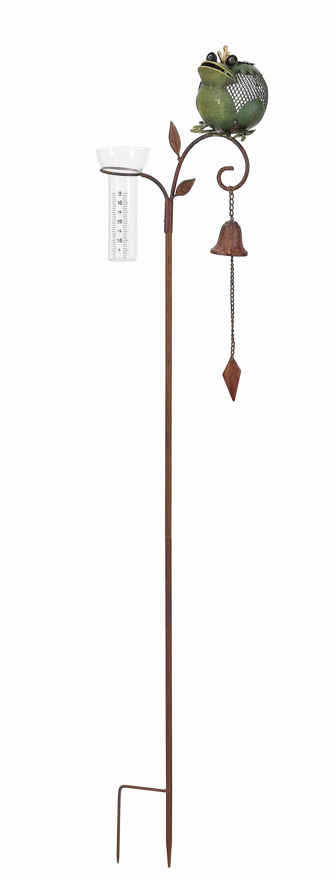 Continental Art Center Rustic Metal Cat Solar Rain Gauge Garden Stake ...