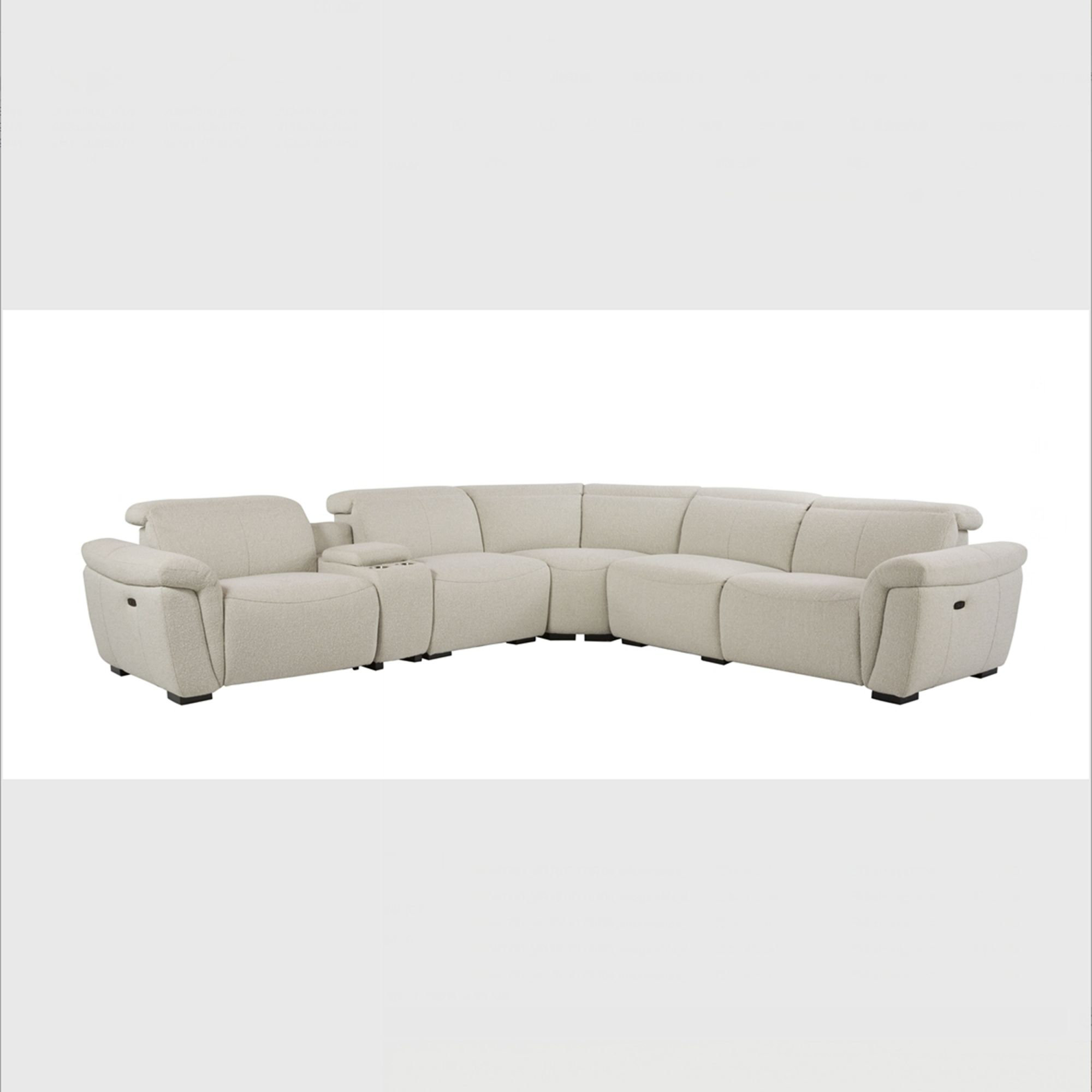 INLE Beige Boucle Sectional Sofa With 2 Power Recliners | Wayfair