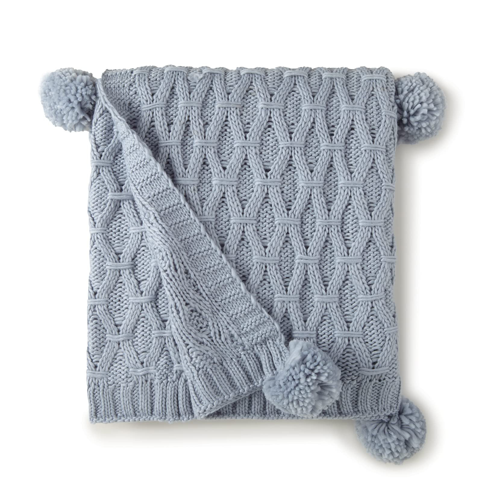 Crafted by Catherine Pom-Pom Sweater Knit Throw 50 in x 60 | Wayfair