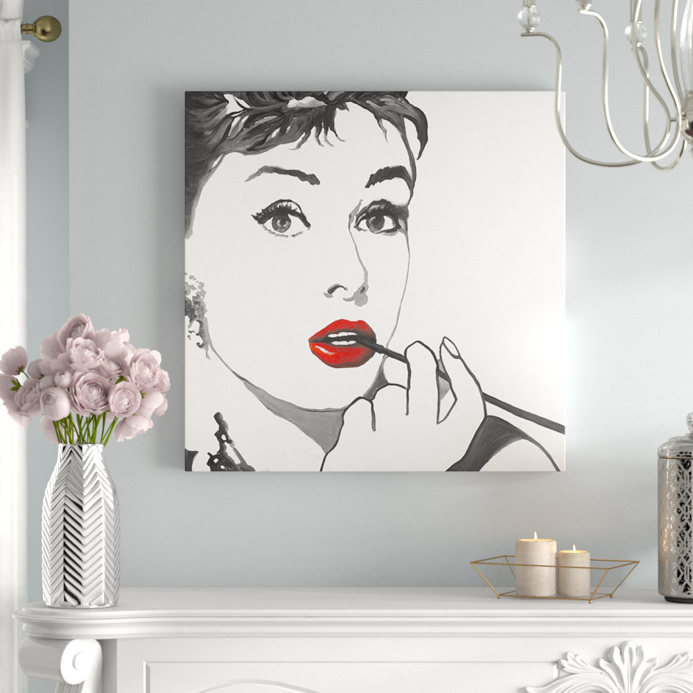 House of Hampton 'Audrey Hepburn Outline' Oil Painting Print on Wrapped ...