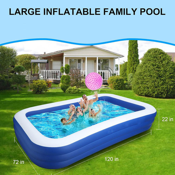 HIGEMZ 1.8 ft x 10 ft x 6 ft Polyvinyl Chloride (PVC) Inflatable Pool ...