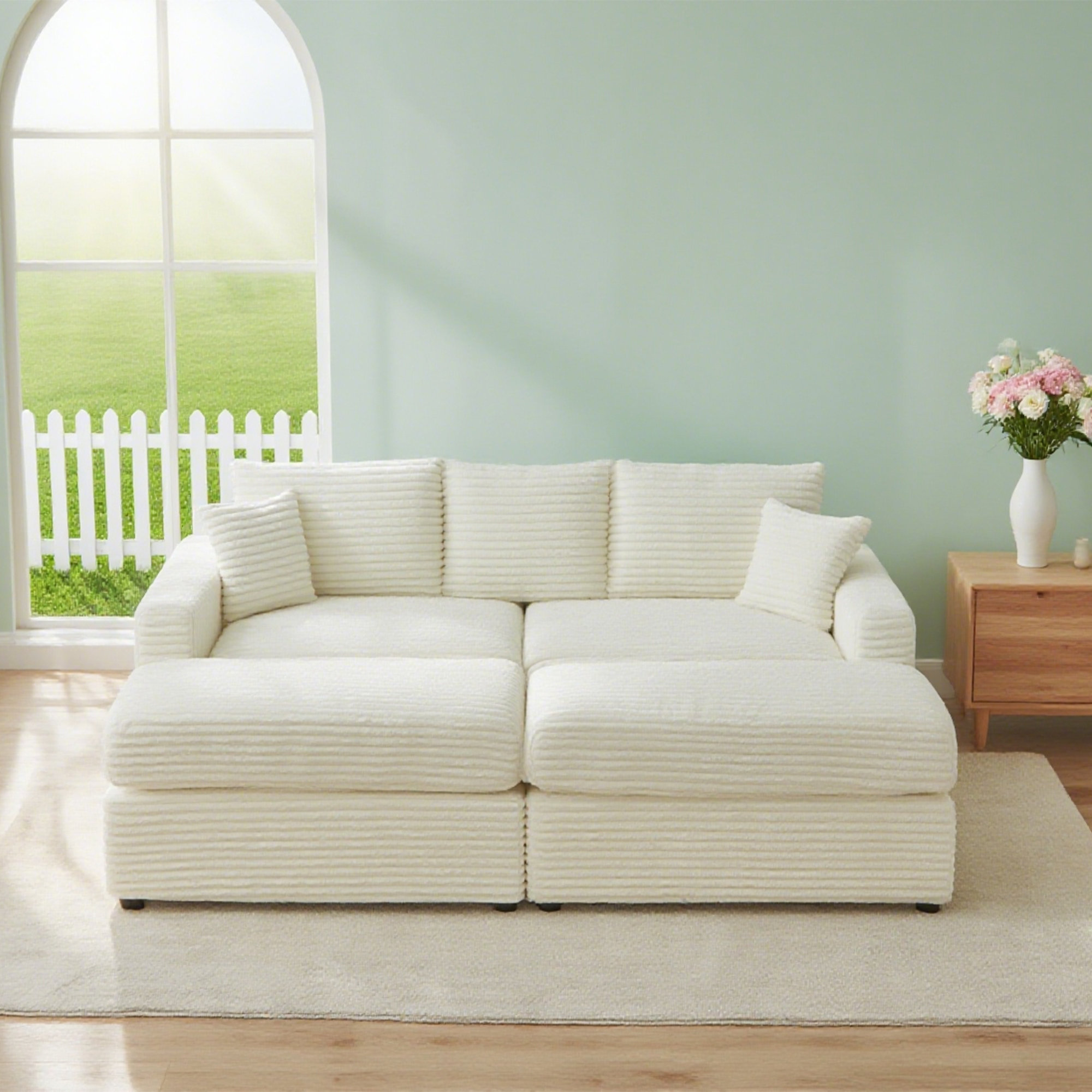 Wrought Studio™ Sectional Couch, Free Combination Sleeper Sofa with Two ...