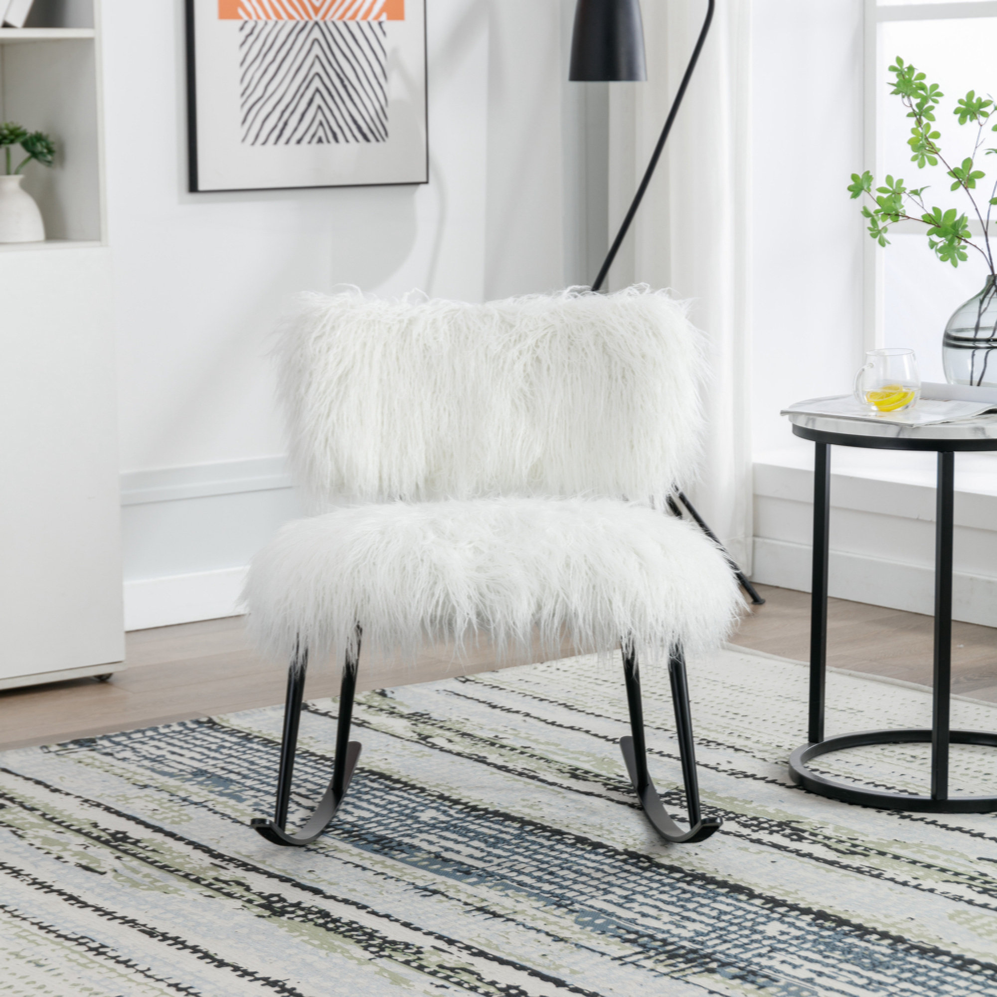 Gemma Violet Grandview Faux Fur Rocking Chair | Wayfair