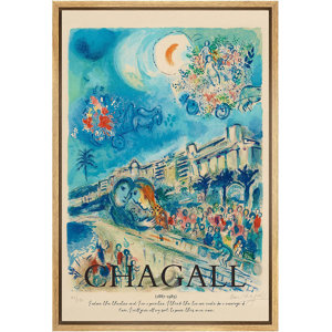 SIGNLEADER Framed Canvas Print Wall Art Chagall Crescent Moon Pastel ...