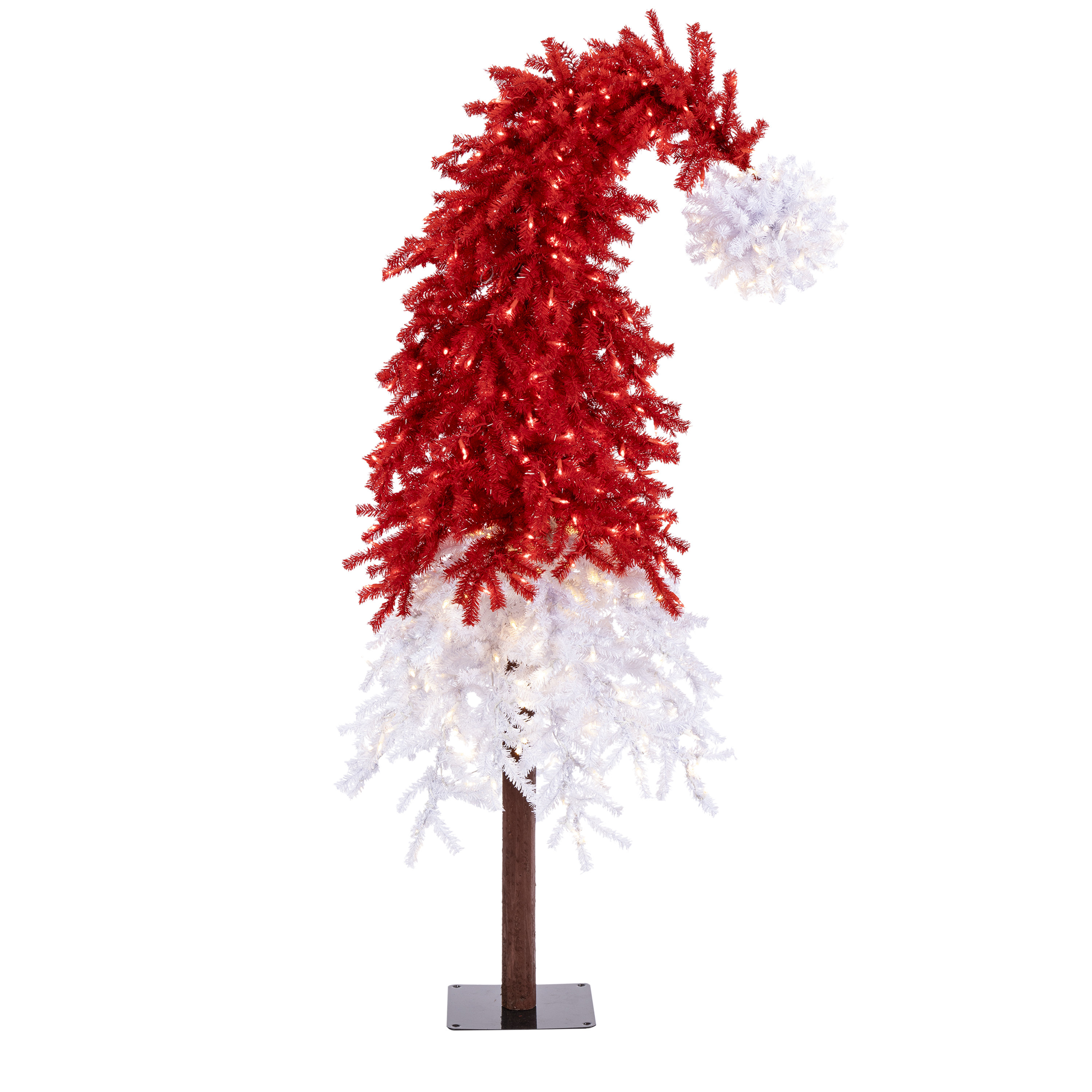 Astoria Grand Festive 7 Foot Santa Hat Christmas Tree With Dual Color ...