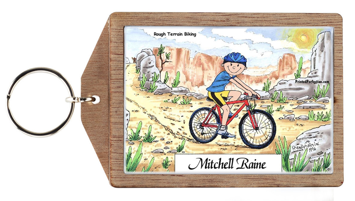 Printed Perfection Personalized Mountain Bike - Male Wooden Key Chain ...
