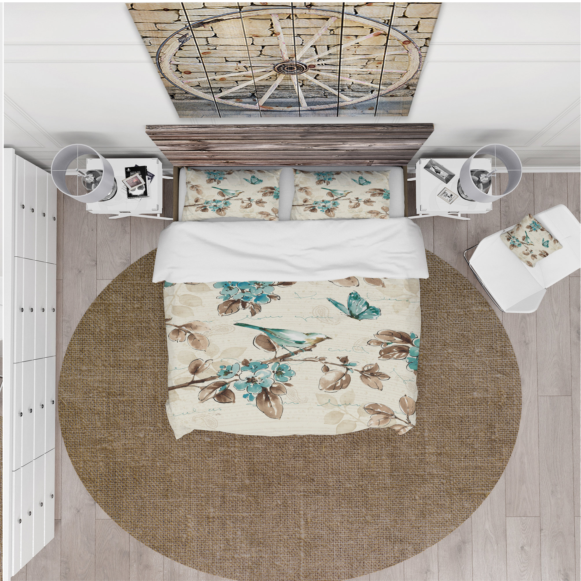 Design Art Beige Bird Wings III - Traditional Duvet Cover Set ...