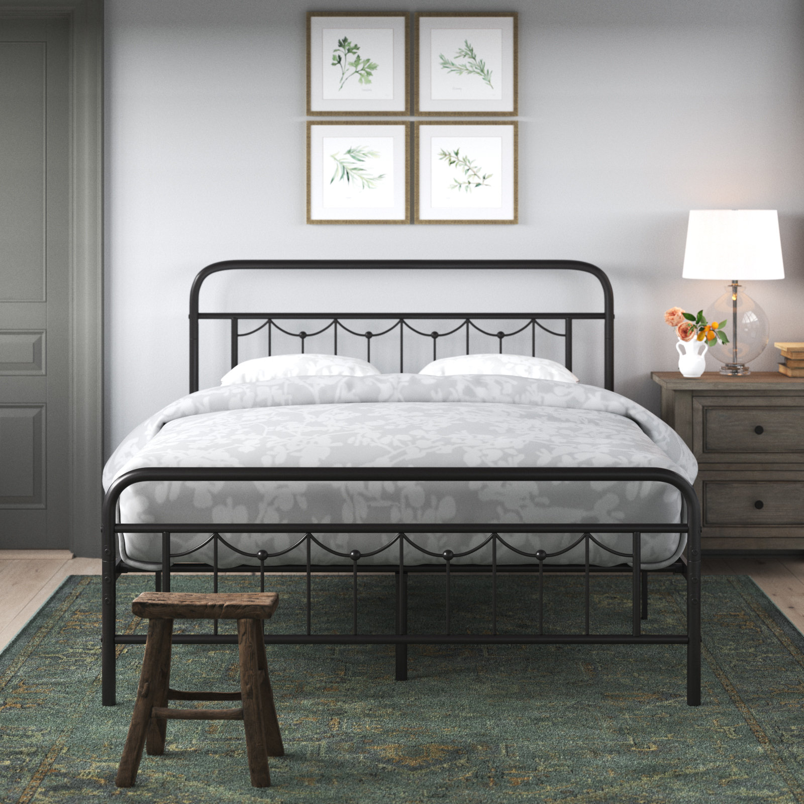 Laurel Foundry Modern Farmhouse Dravin Metal Bed Frame with Vintage ...
