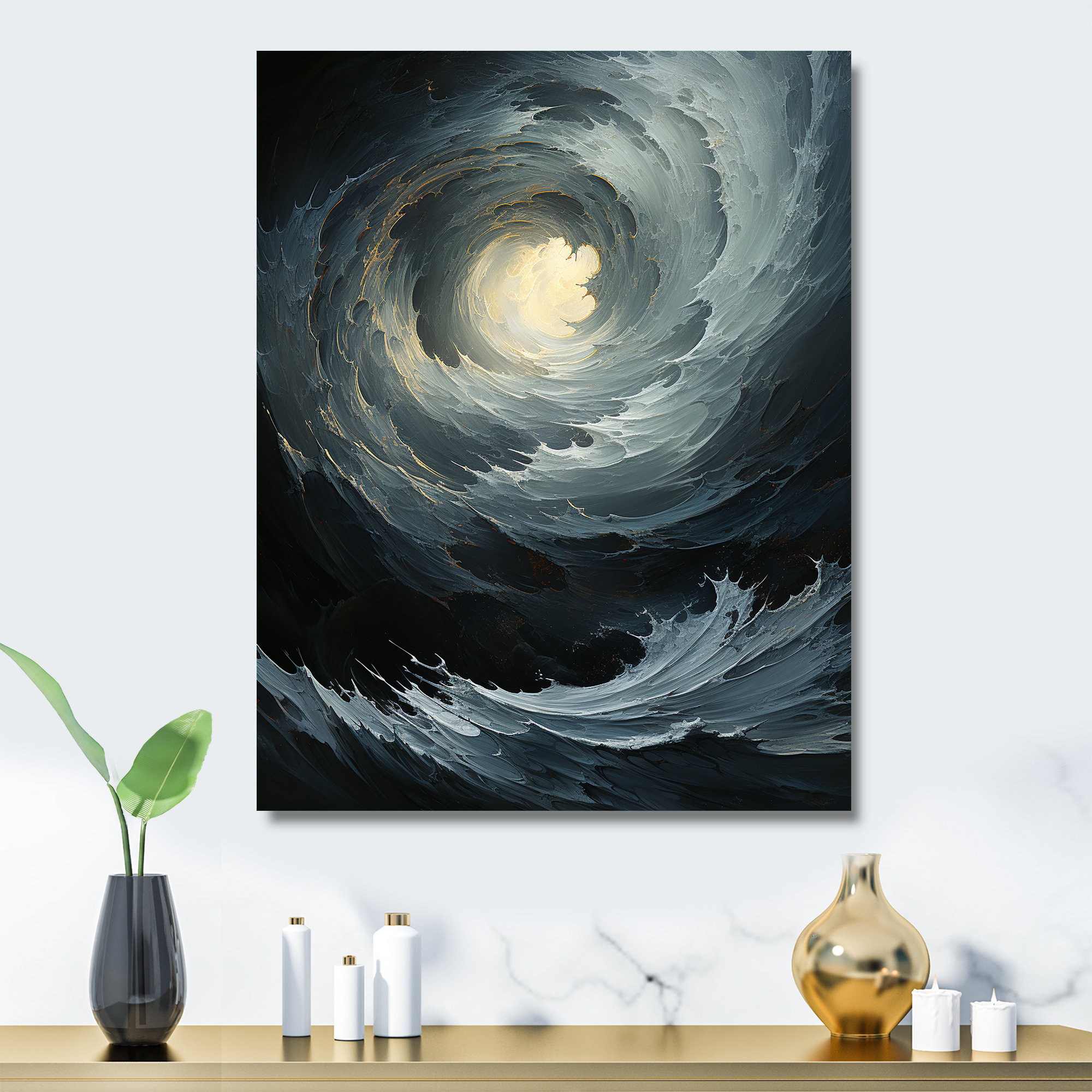 Ivy Bronx Modern Storm Waves In Ocean II - Abstract Spirals Metal Wall ...