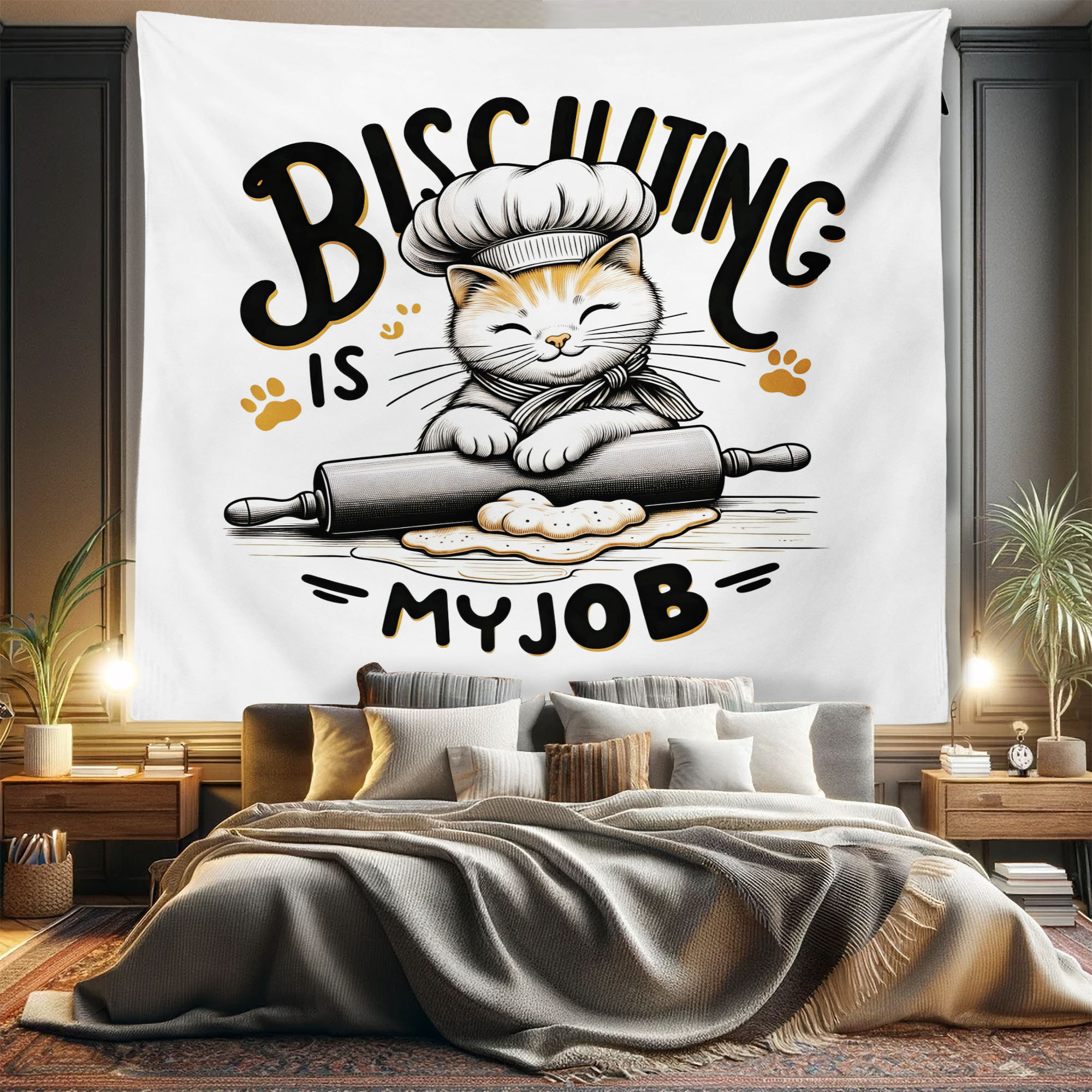 Ebern Designs Funny Biscuiting is My Job Chef Persian Orange Black ...