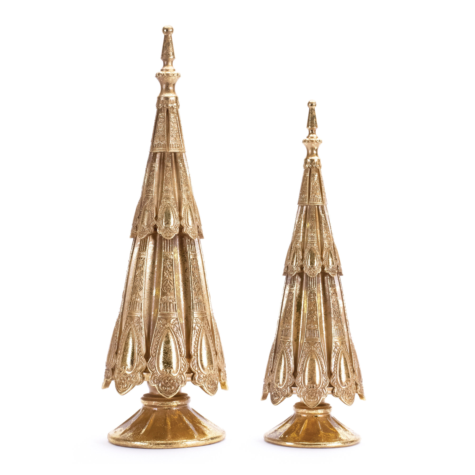 The Holiday Aisle® Gold Tree Décor (Set of 2) | Wayfair