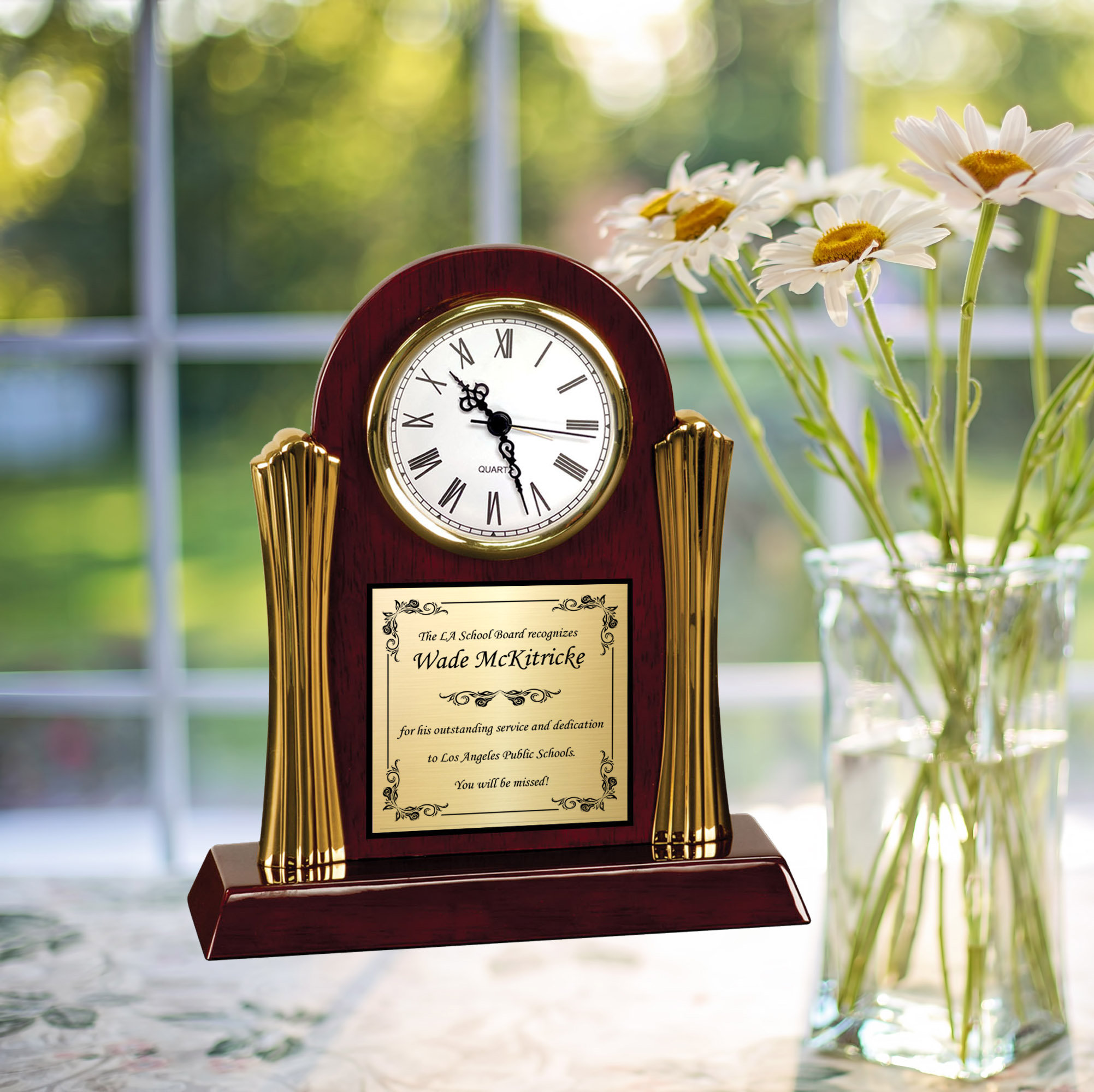 Rosdorf Park Personalized Cherry Wood Recognition Arch Clock With ...