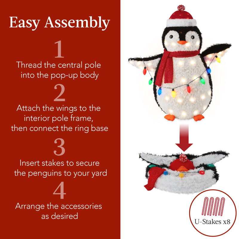 The Holiday Aisle® 2-Piece Lighted Penguin Family Outdoor Christmas ...