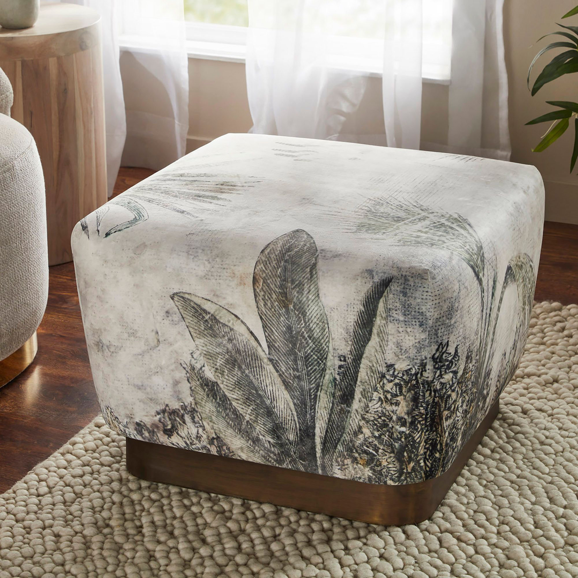 Wildon Home® Drelich 25" Wide Velvet Square Floral Footstool Ottoman ...