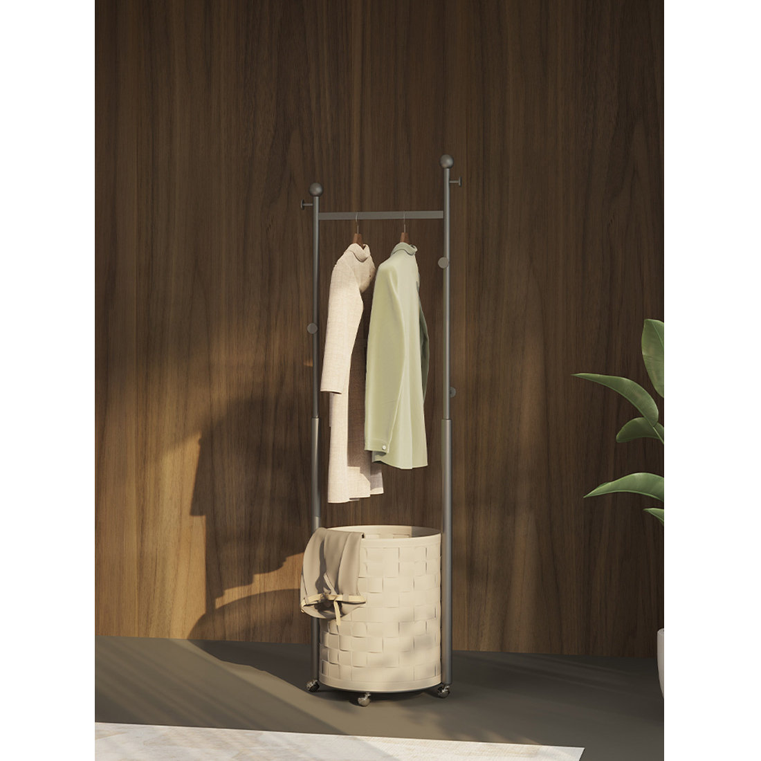 PPEDKS Gray Titanium Stainless Steel Coat Rack with Wheel | Wayfair