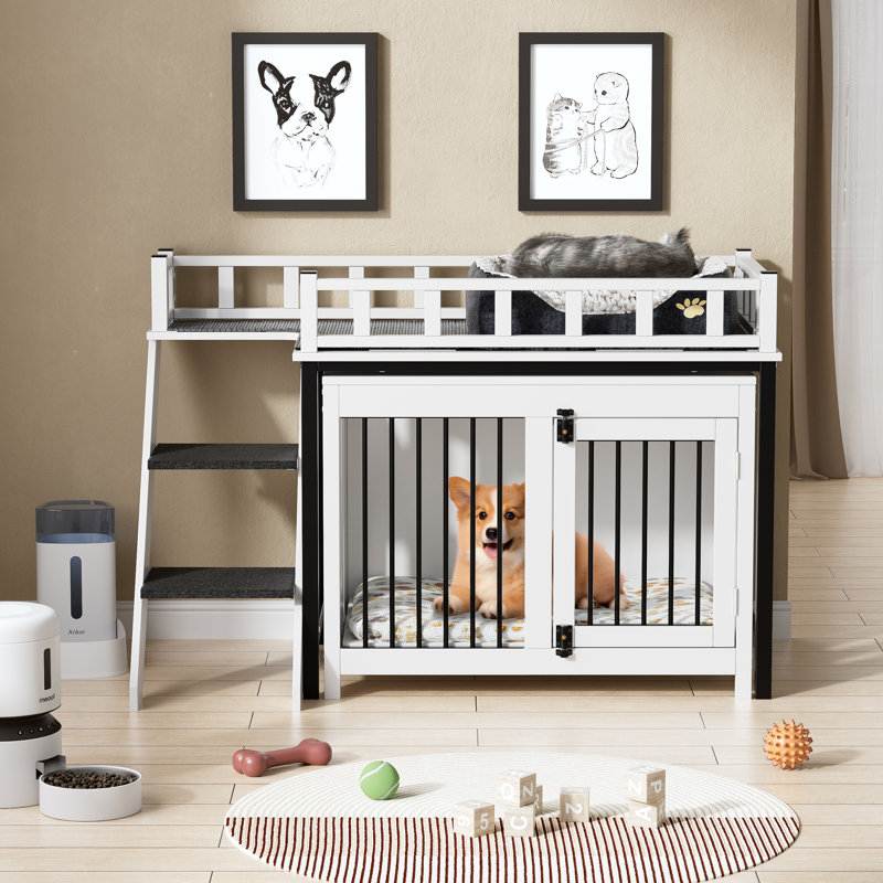 Tucker Murphy Pet™ Wooden Dog Crate & Cat House With Stairs, Raised ...
