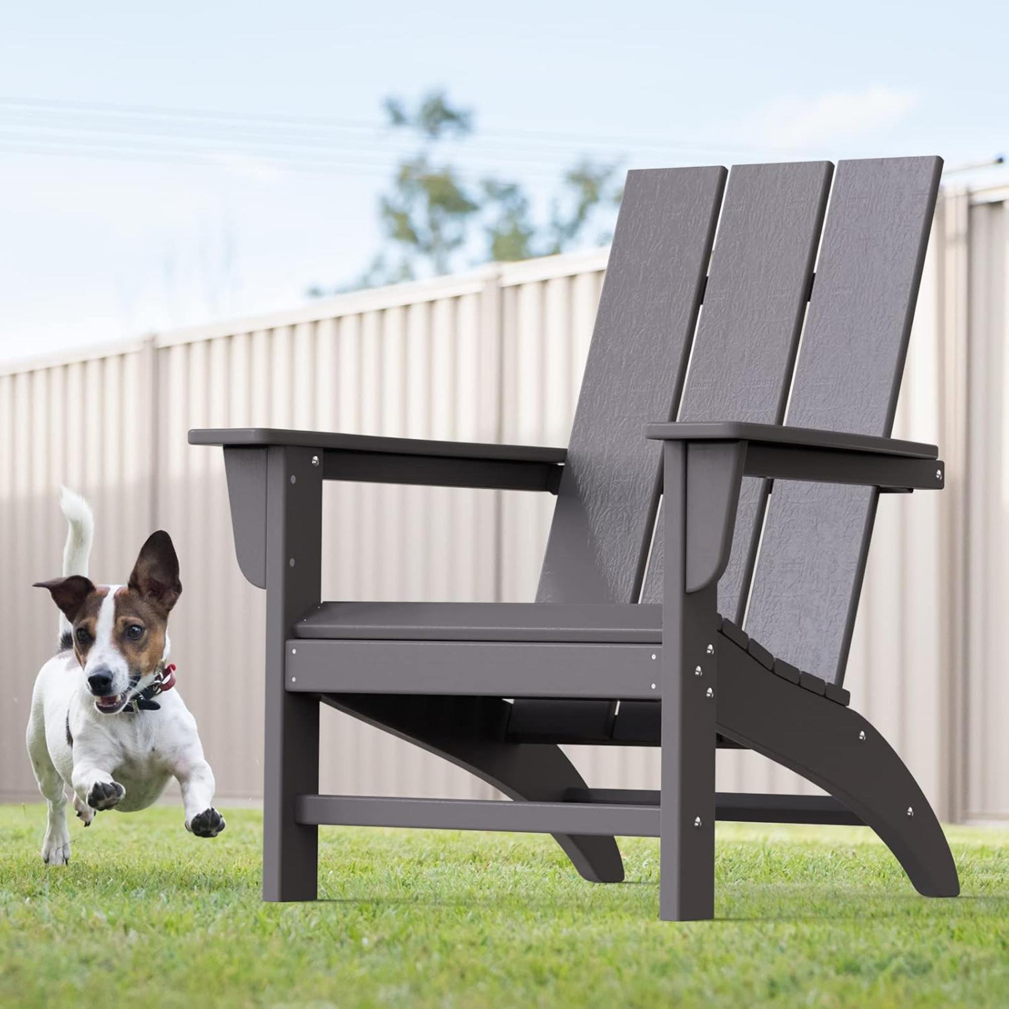 Highland Dunes Modern Adirondack Chair Wood Texture, Poly Lumber Patio ...