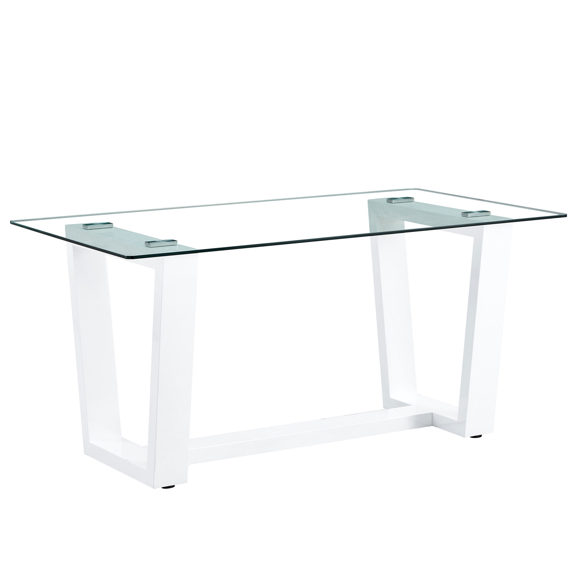 George Oliver Modern Rectangular Dining Table With Tempered Glass Top ...