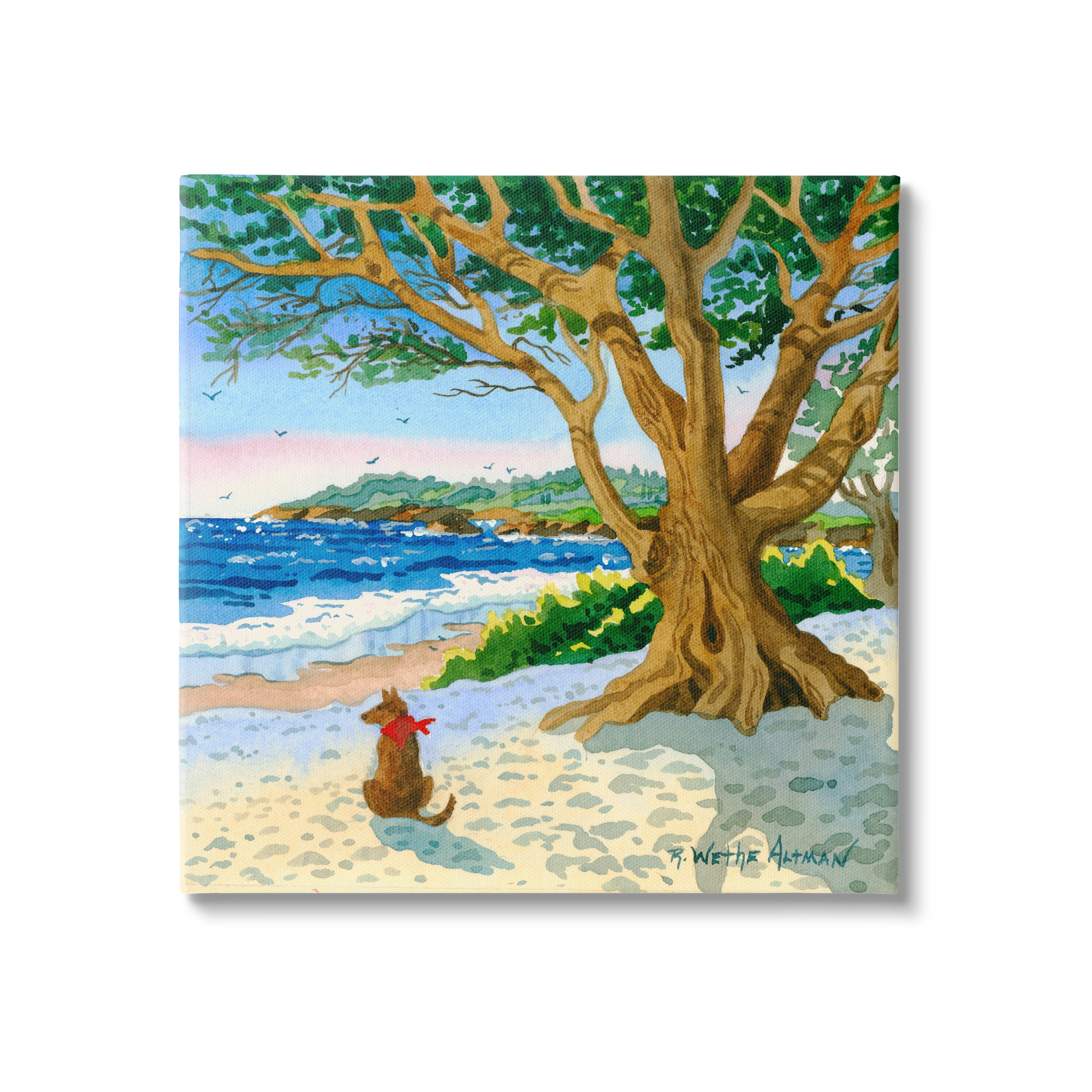 Stupell Industries " Dog On Beach " by Robin Altman Painting Print ...